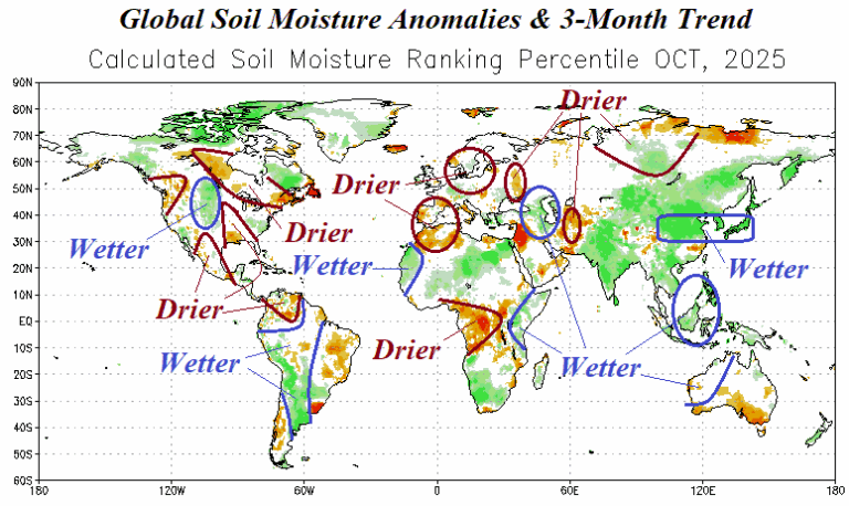 November 2025 Global Soil Moisture Outlook: Southern U.S. drought to ...
